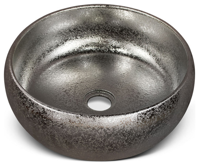 15in Silver Textured Oriental Porcelain Basin - Contemporary - Bathroom ...
