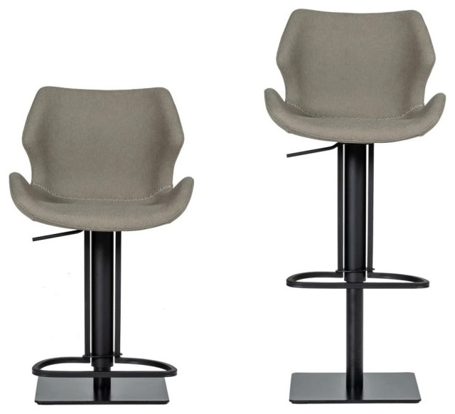 Penny Industrial Gray Eco-Leather Bar Stool Set of 2 - Transitional - Bar Stools And Counter ...