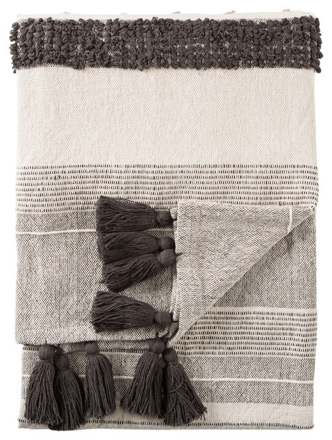 Jaipur Living Sur Striped Gray/Ivory Throw - Contemporary - Throws - by ...