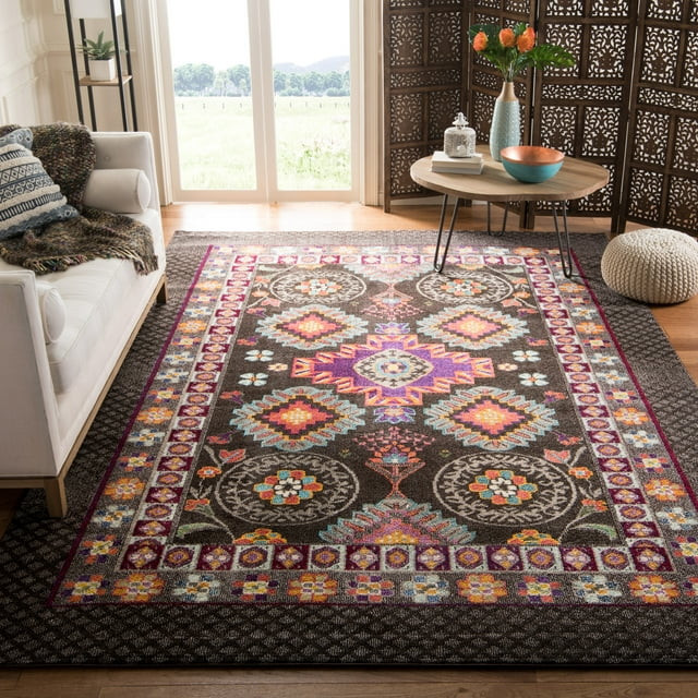 Contemporary Southwestern Area Rug, Vibrant Brown and Multi-Color ...