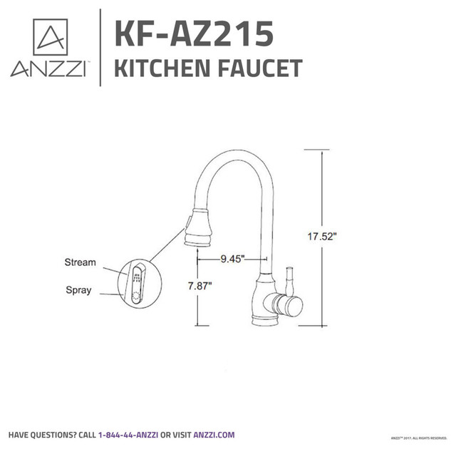 ANZZI Bell Single-Handle Pull-Out Sprayer Kitchen Faucet, Brushed ...