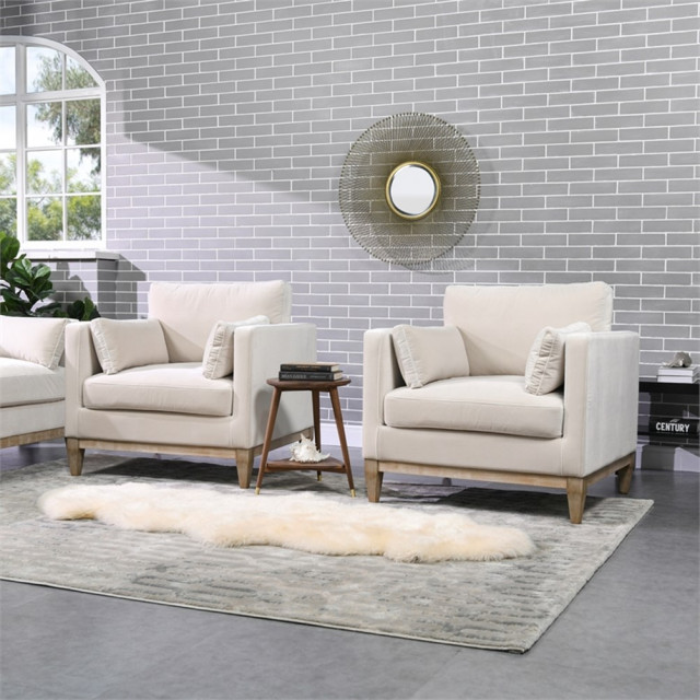 2 Piece Knox Modern Farmhouse Velvet Sofa Set in French Beige ...