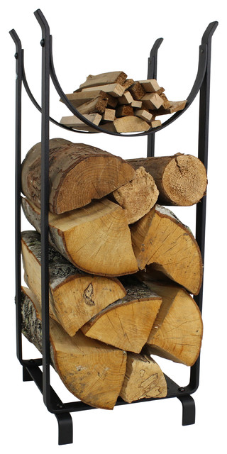 Handcrafted Hearthside Fireplace Wood Rack Black - Midcentury ...