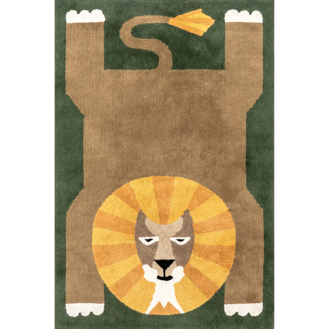 nuLOOM Tamira Colorful Lion Machine Washable Kids Area Rug, 4'x6 ...