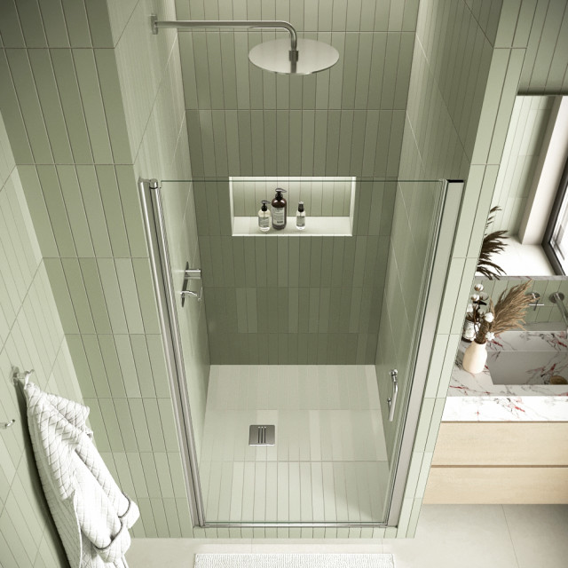 Turano 34"x72" Pivot Shower Door, CrystalTech Treated 1/4" Tempered ...