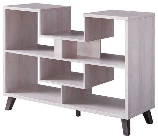 Modern Console Table, Geometric Multi Level Shelves With Open Back ...