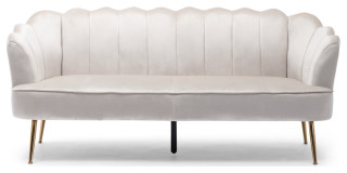 Ohnstad Modern Velvet Channel Stitch 3 Seater Shell Sofa - Midcentury ...