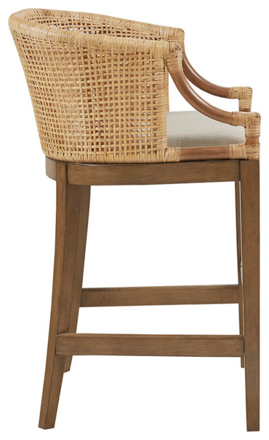 Martha Stewart Playa Handcrafted Rattan Counter Stool 25" H in Natural ...