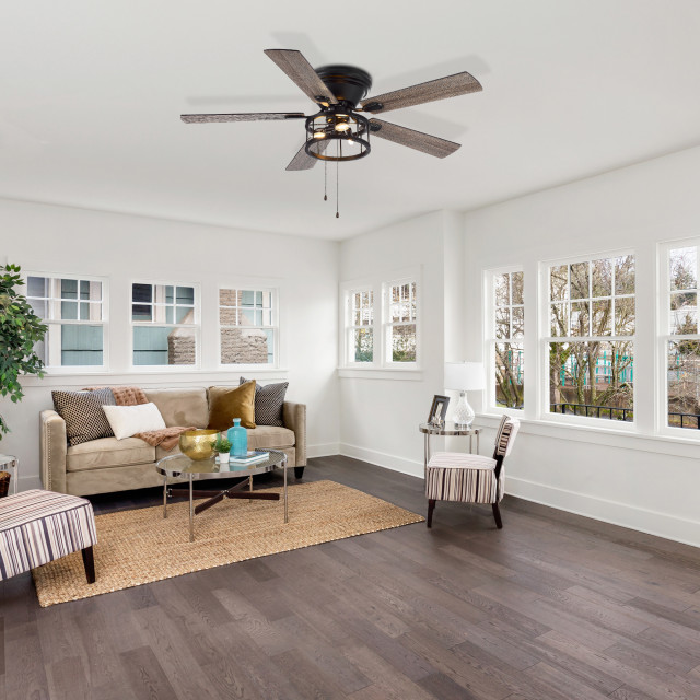 52” 5-Blade Black Industrial Farmhouse Ceiling Fan with Light Kit and ...