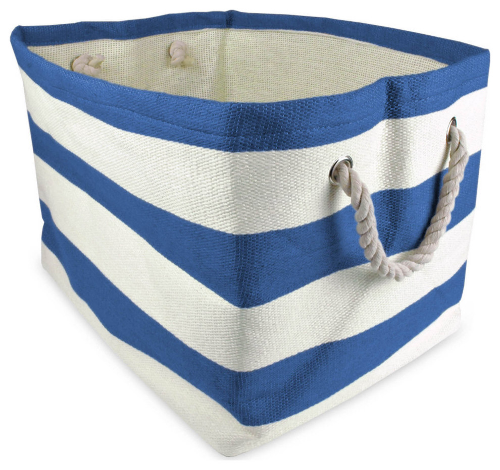Paper Bin Stripe Blueberry Rectangle Small 11"x10"x9", 11Lx10Wx9H ...