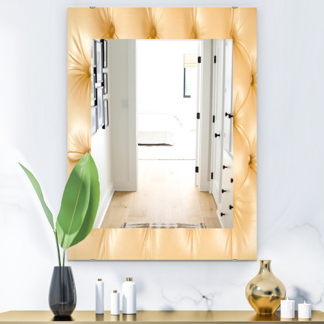 Designart Leather Print Modern Frameless Wall Mirror, 28x40 ...