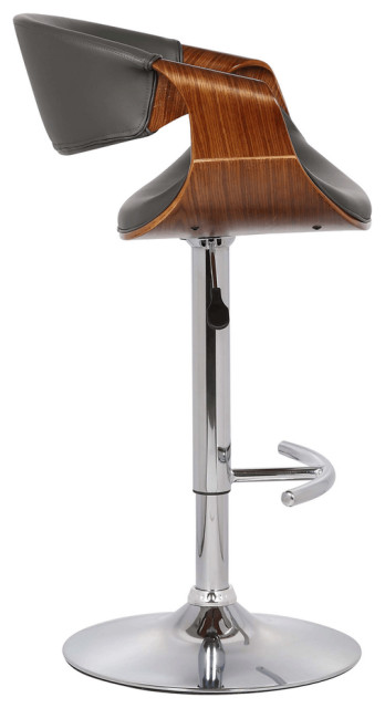 Mod Adjustable Grey Faux Leather Swivel Bar Stool - Contemporary - Bar ...