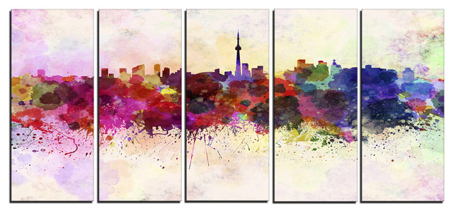 "Toronto Skyline" Cityscape Canvas Artwork Print, 60"x28", 5 Panels ...