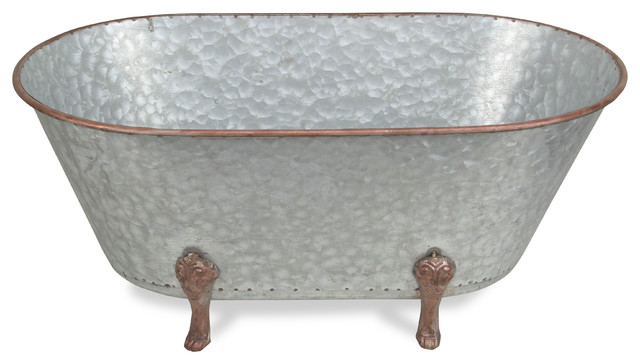 Lavande Metal Tub Decor - Large - Galvanized - Farmhouse - Decorative ...