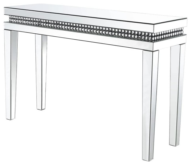Elegant Console Table, Mirrored Design With Faux Crystals Inlay ...