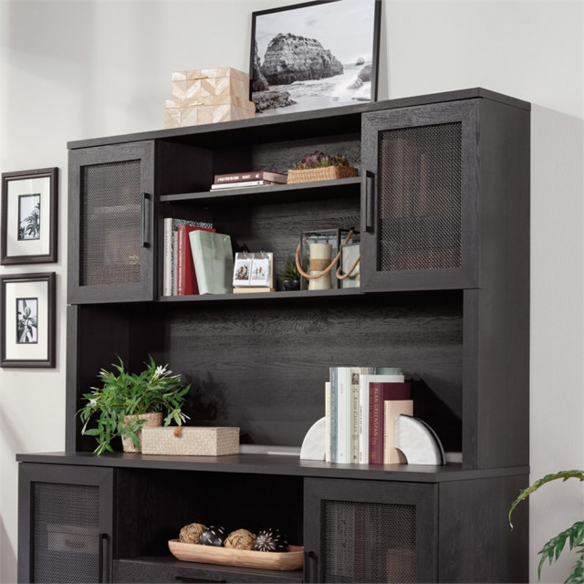 Pemberly Row Large Coastal Engineered Wood Hutch in Raven Oak ...