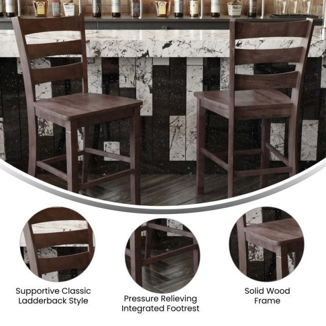 Set of 2 24" High Ladderback Counter Height Barstool - Transitional ...