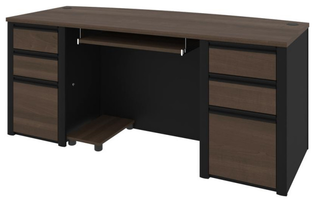 Bestar Connexion 72W Executive Desk , Antigua & Black - Contemporary ...