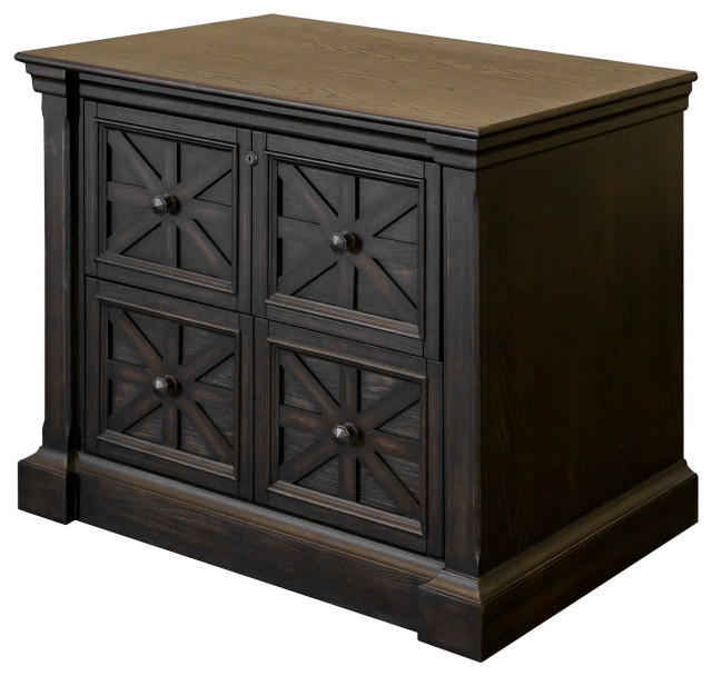 Traditional Wood Lateral File Storage File Drawer Fully Assembled Dark ...