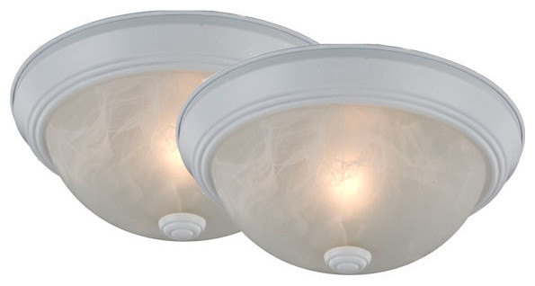 White Flush Mount Ceiling Light Fixtures Twin Pack - Transitional ...