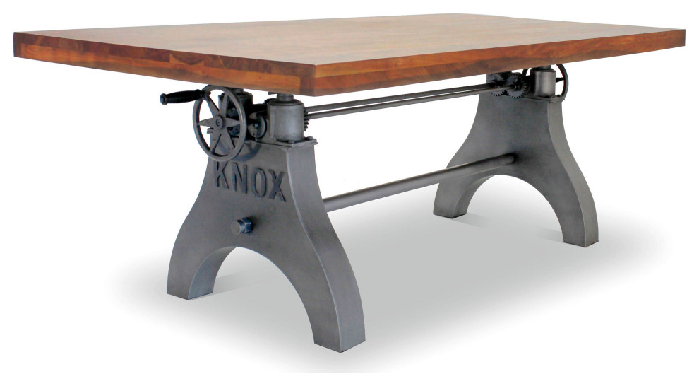 KNOX Adjustable Dining Table, Embossed Cast Iron Base, Provincial ...