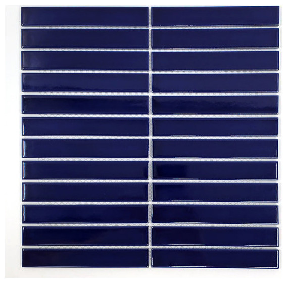 Sample of Gio Cobalt Blue Glossy 1" X 6" Stacked Linear Porcelain M ...
