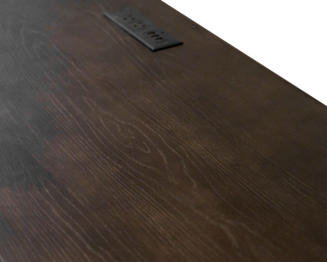 Traditional Wood Electronic Sit Stand Desk Dark Brown - Industrial ...