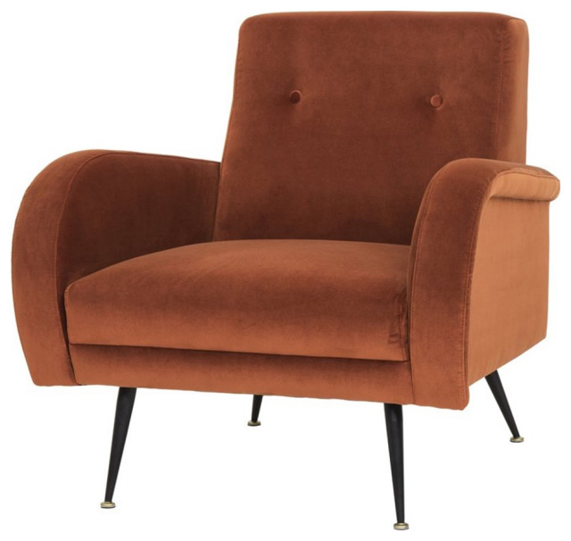 Nuevo Fabric and Metal Occasional Chair in Matte Rust Orange and Matte ...