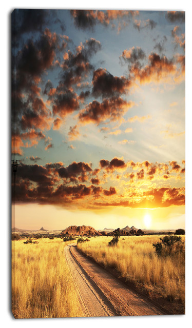 Cloudy African Prairie with Pathway, Extra Large Landscape Canvas Art ...