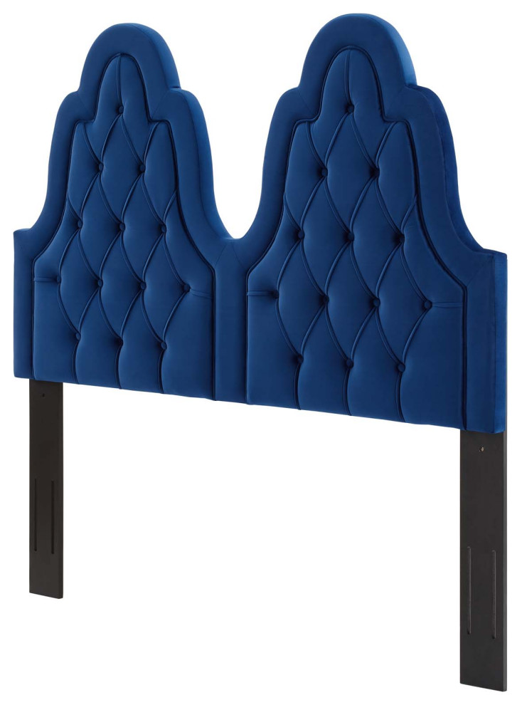 Tufted Headboard, Twin Size, Velvet, Dark Gray, Modern Contemporary ...