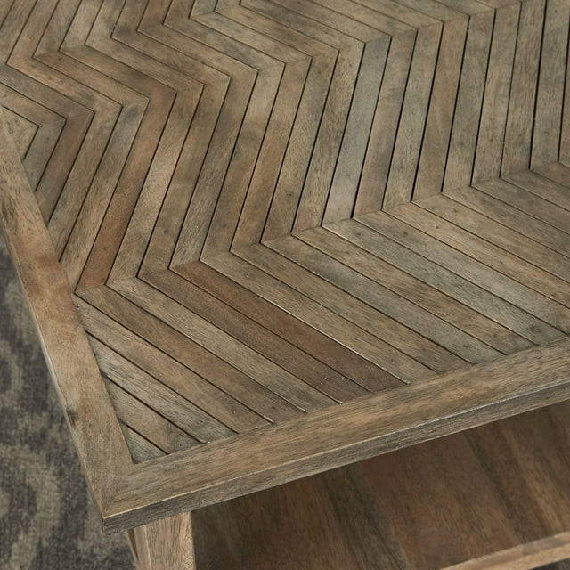 Mid-Century Natural Wood Coffee Table with Herringbone Pattern, 47 ...