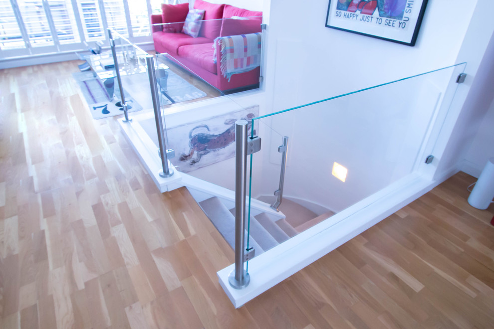 Glass Balustrade to the existing stairs,top landing and mezzanine floor ...