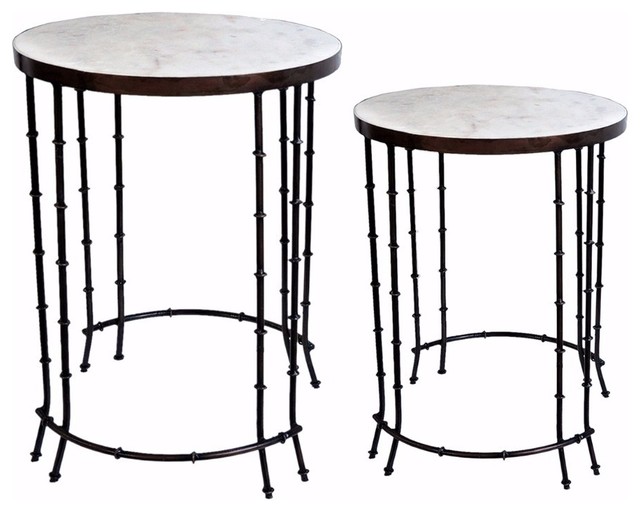 Set of 2 Antique Fenna Side Tables - Traditional - Side Tables And End ...