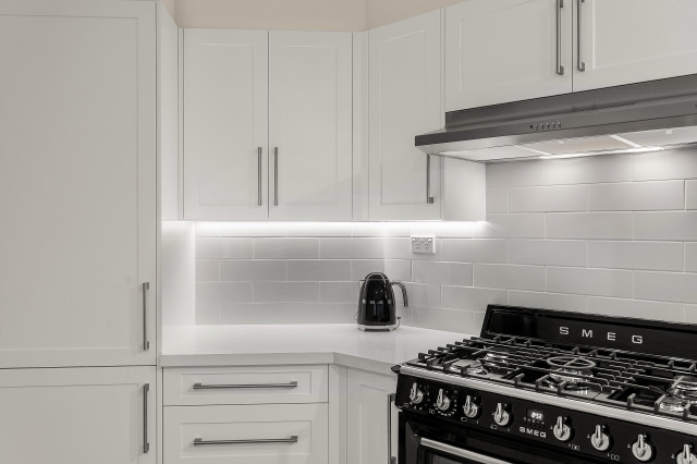 White subway tile splashbacks - Transitional - Kitchen - Sydney - by ...