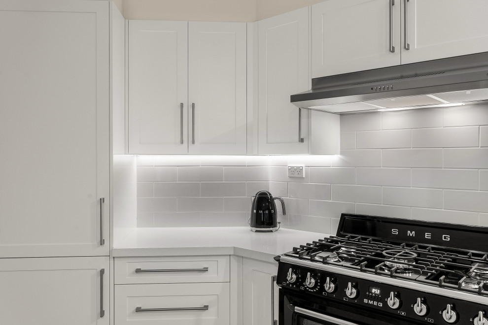 White subway tile splashbacks - Transitional - Kitchen - Sydney - by ...