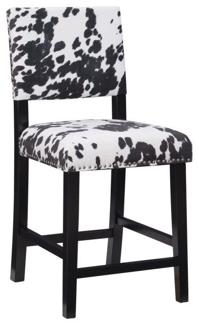 Corey Black Cow Print Counter Stool - Farmhouse - Bar Stools And ...