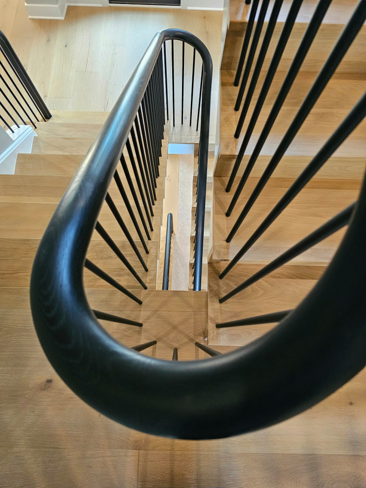 115_Stunning Continuous Rail System on 3 Story Floating Stairs ...