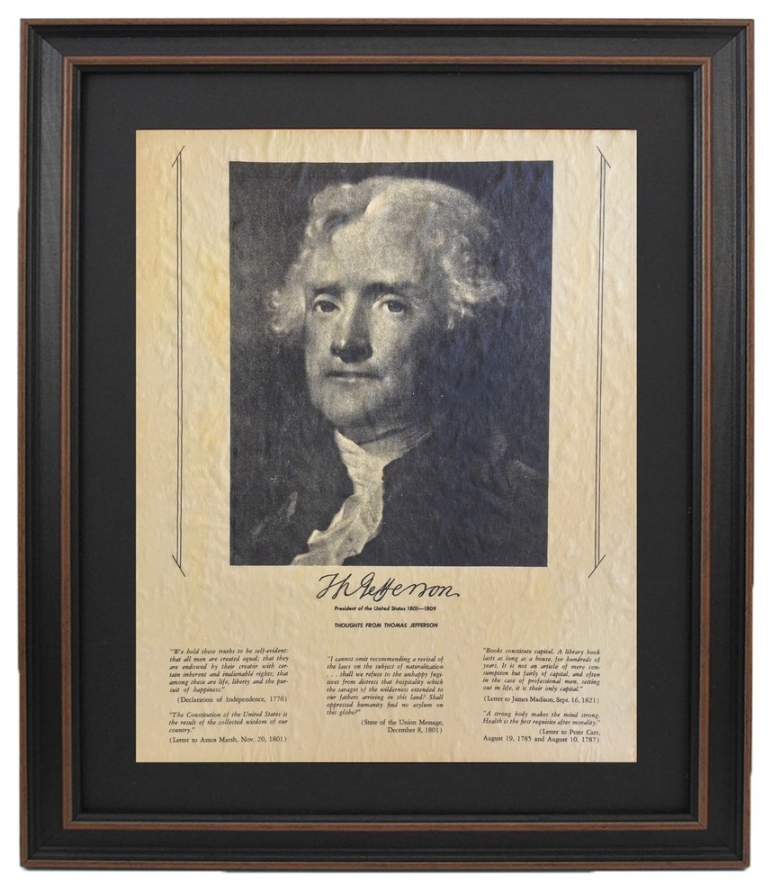Framed and Matted Portrait of Thomas Jefferson - Traditional - Prints ...