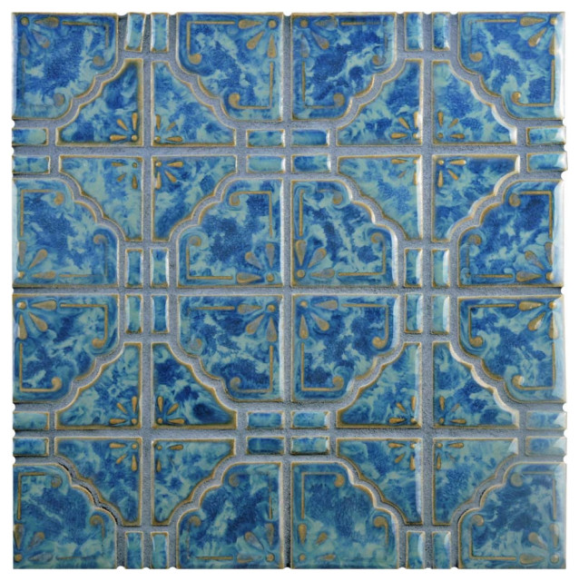 Moonbeam Mosaic Floor and Wall Tile, Atlantic Blue, Sample ...