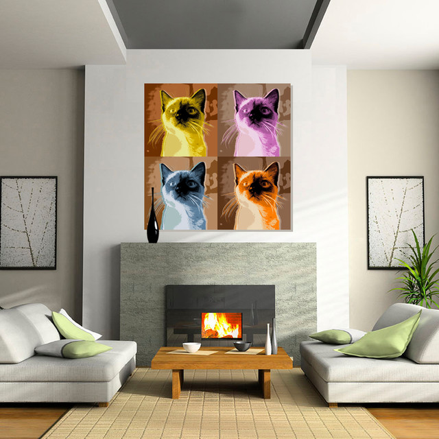 Cat Pop Art Print, 1, 55x55 Rolled - Contemporary - Prints And Posters ...