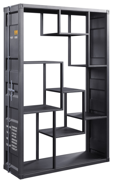 Industrial Metal Shelf Rack With Recess Design And 8 Shelves, Gray ...