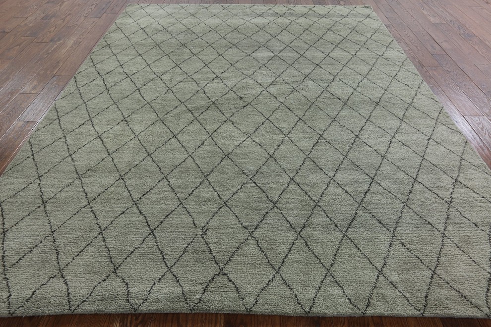 New 100% Wool 8x10 Moroccan Berber Collection Ivory Hand Knotted Area ...