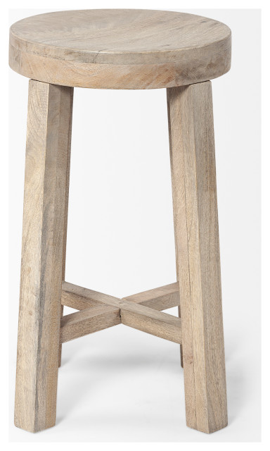 Brahma White Washed Solid Wood Counter Stool - Farmhouse - Bar Stools ...