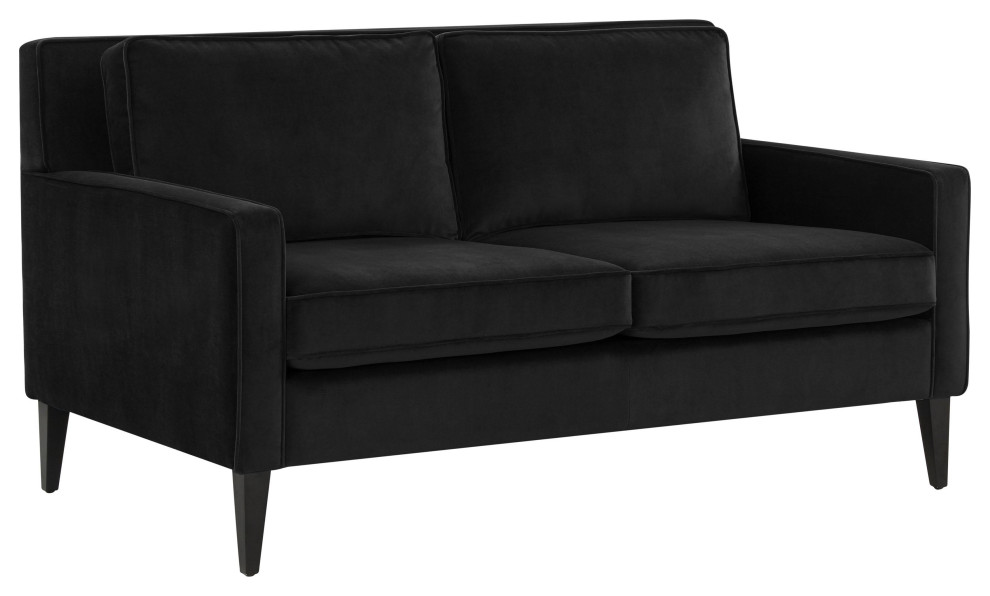Luna Onyx Black Loveseat - Midcentury - Loveseats - by First of a Kind ...