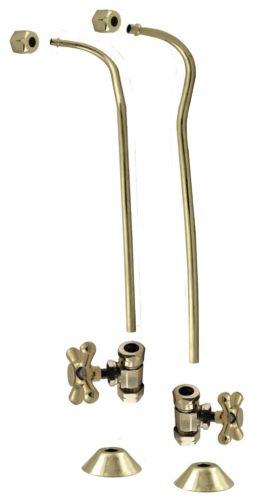1/2" Copper Stops & Double Offset Bath Supply With Cross Handles ...