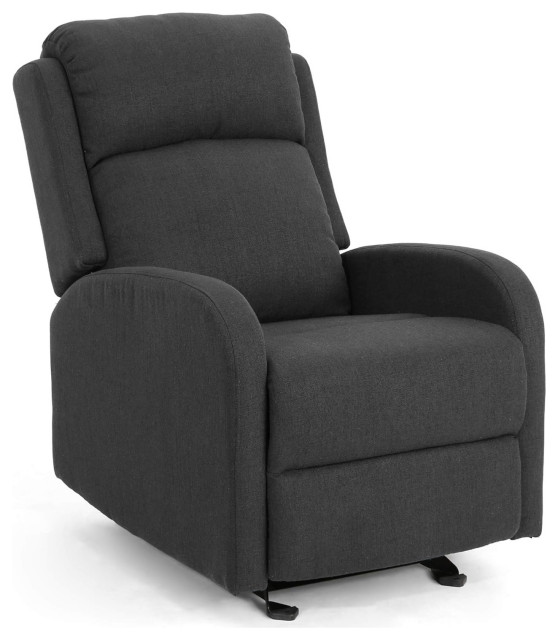 Dark Grey Rocking Recliner Chair with Tufted Cushion and Manual Design ...