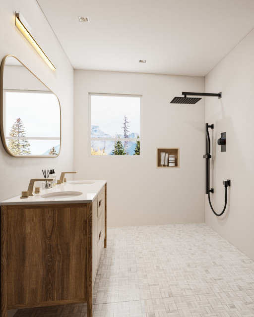10" Pressure Balancing 2-Function Slide Bar Shower System, Included ...