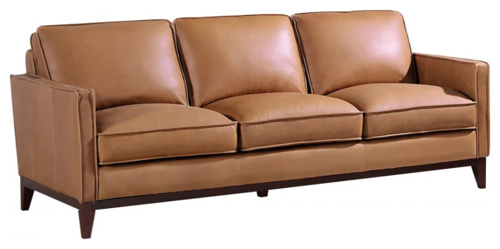 Ainsley Modern Brown Italian Leather Split Sofa - Contemporary - Sofas ...
