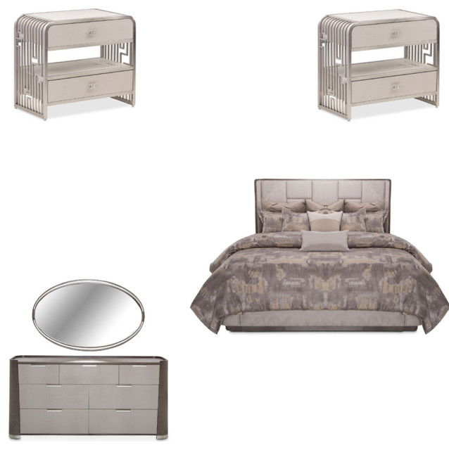 AICO Furniture Roxbury Park 5 Piece Cali Bedroom Set - Contemporary ...