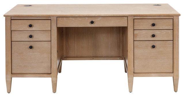 Modern Wood Double Pedestal Desk, Wood Office Desk, Fully Assembled ...